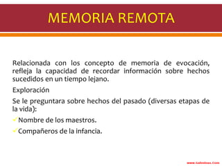 trastorno de la memoria en el adulto mayor | PPTX