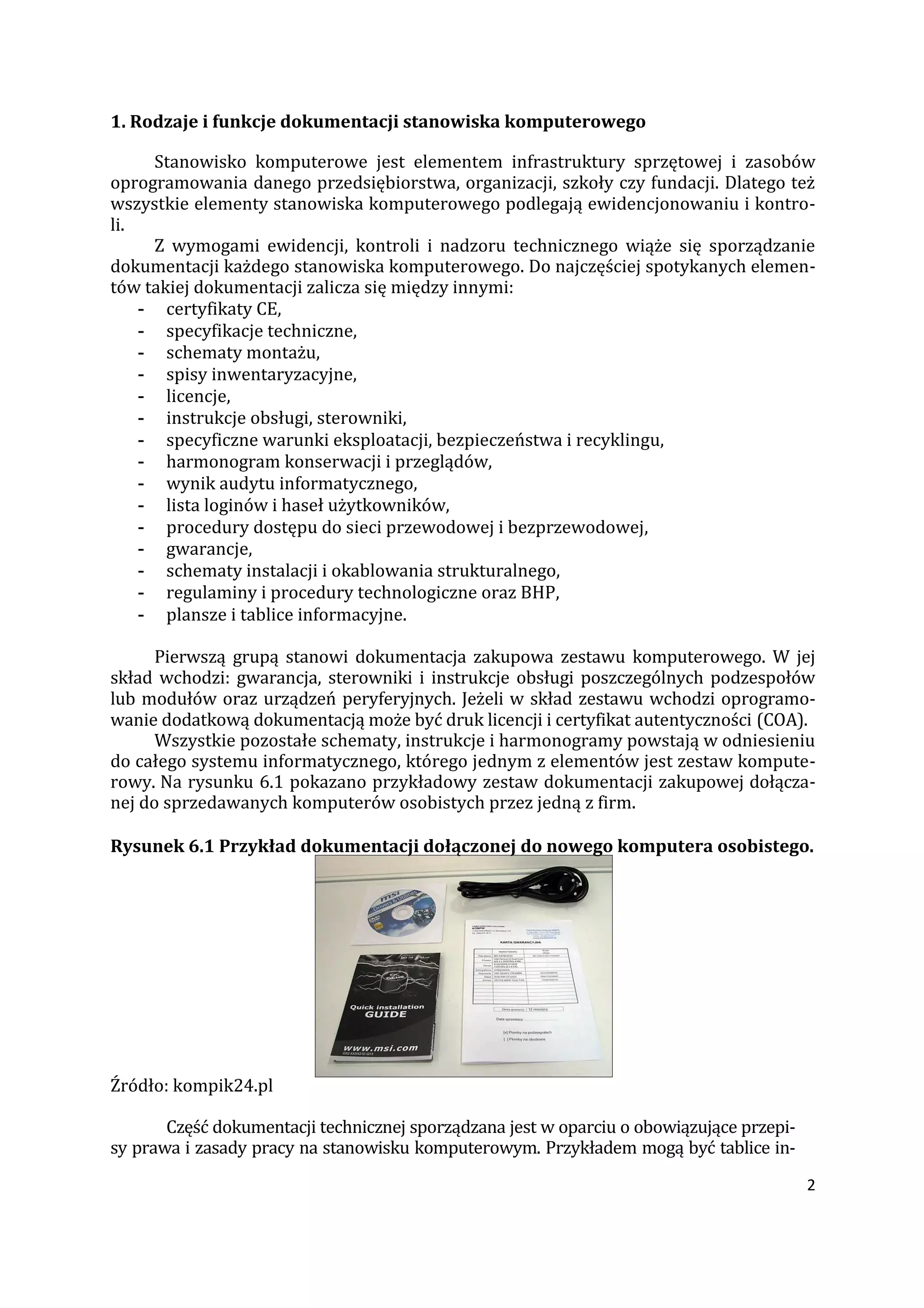 Dokumentacja techniczna stanowiska komputerowego | PDF