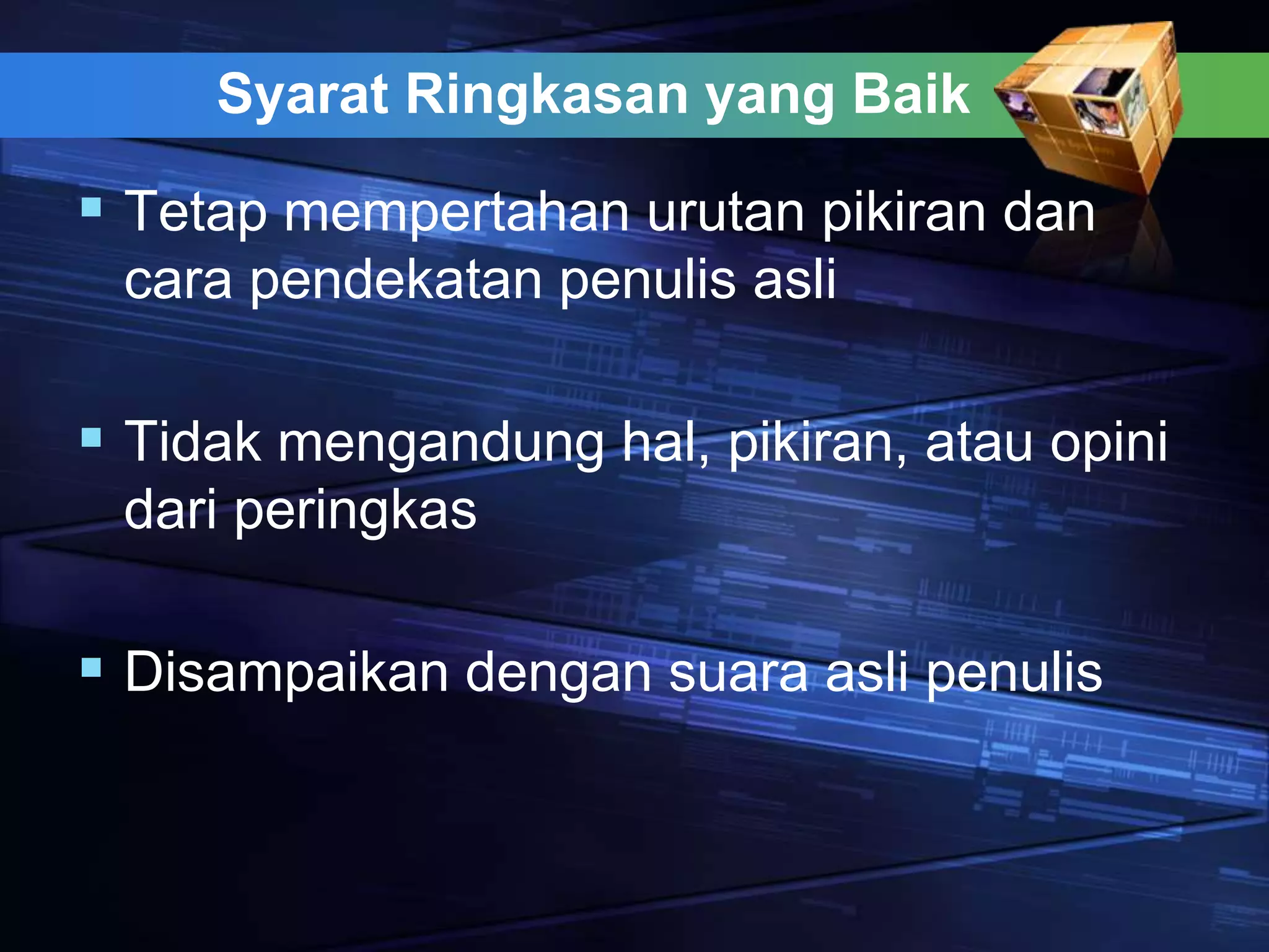 Reproduksi Tulisan; Ringkasan dan Sintesis | PPTX