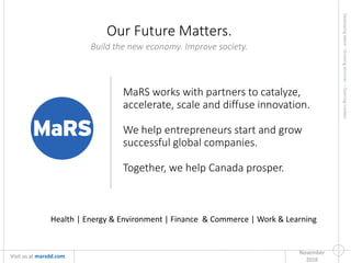 "Successful model of public and private collaboration: MaRS", ZAYNA ...