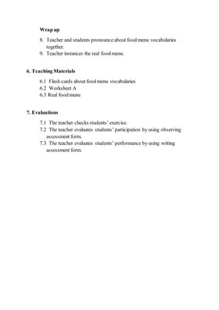 lesson plan grade 6 | DOCX