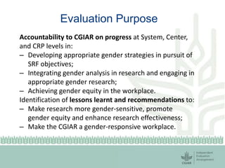 Session 6.1 CGIAR gender evaluation introduction by Rachel Bedouin | PPT