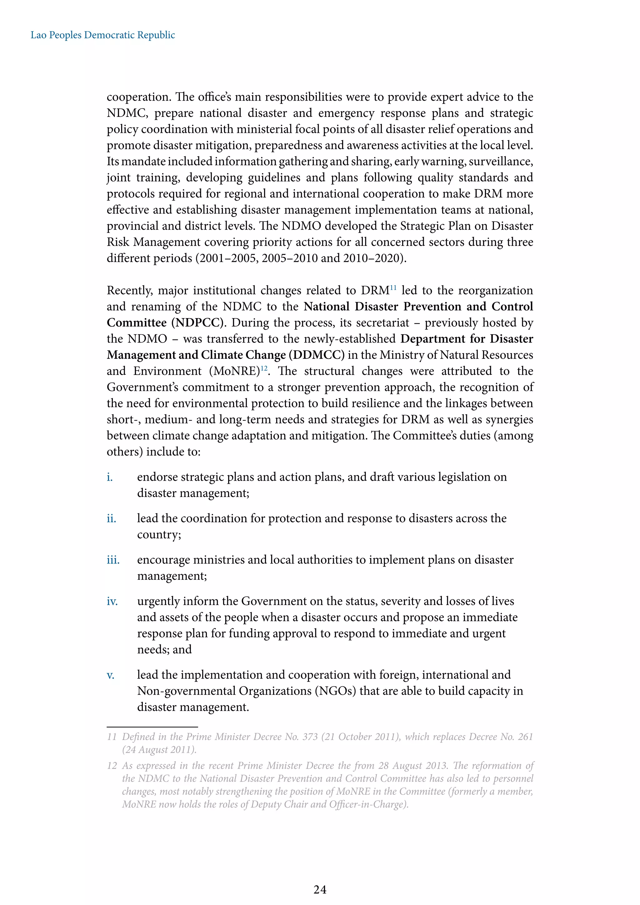 Plan of action for disaster risk reduction and management in ...
