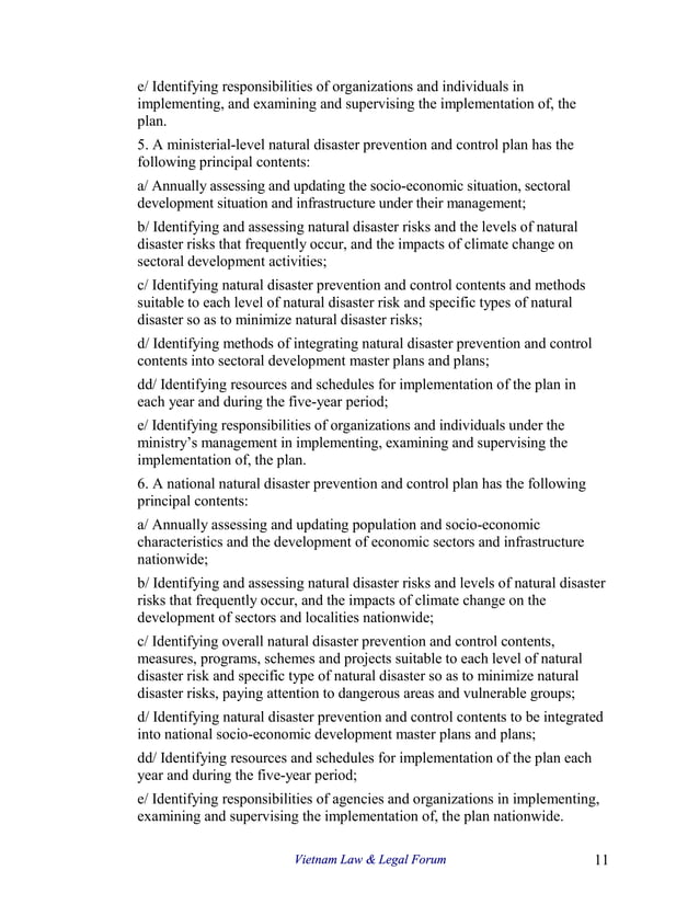 Law on natural disaster prevention and control | PDF