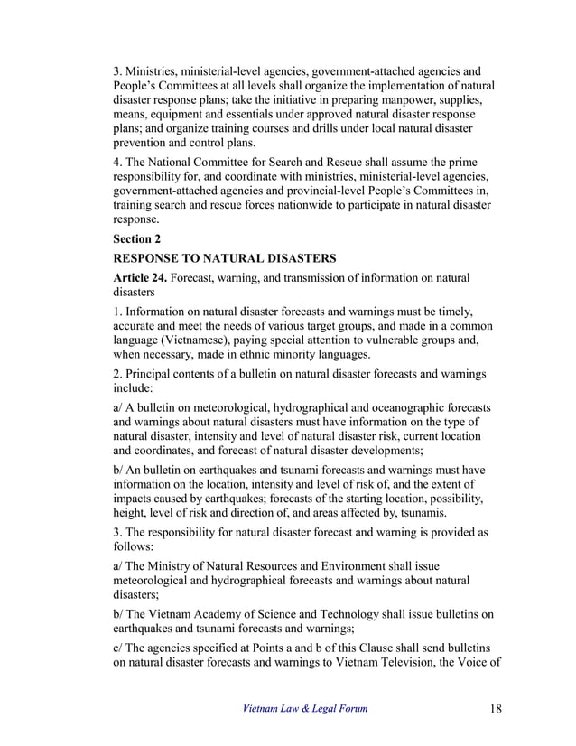 Law on natural disaster prevention and control | PDF