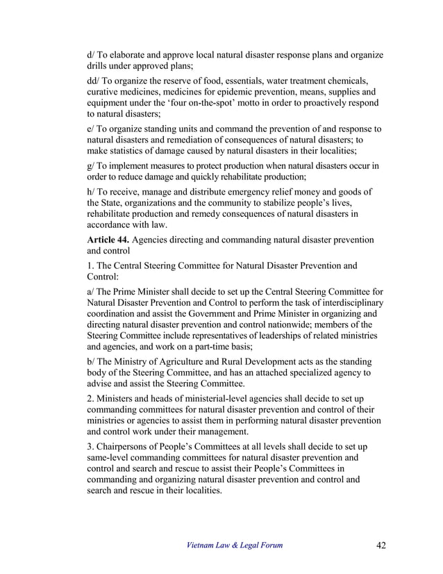 Law on natural disaster prevention and control | PDF