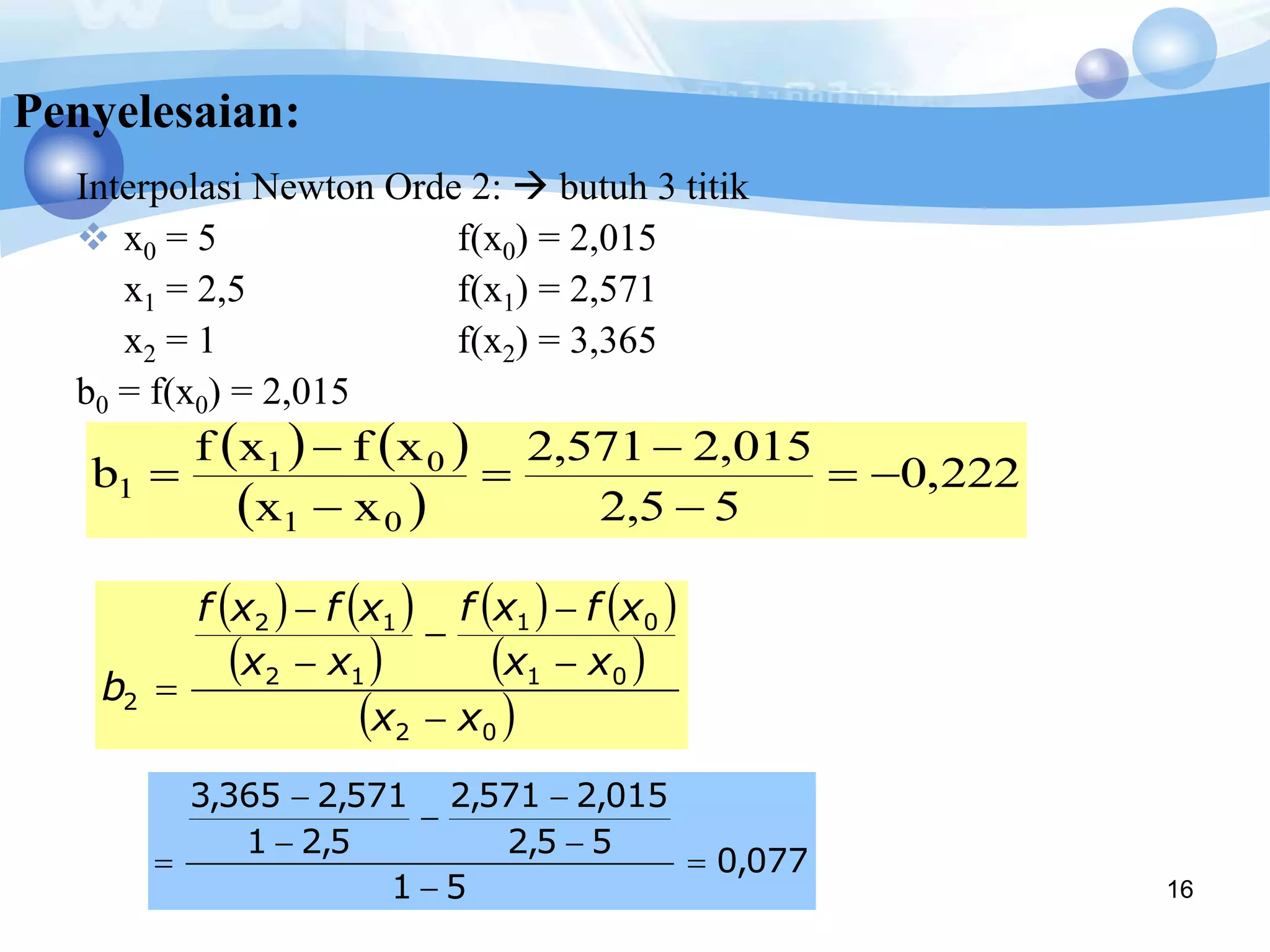 6. interpolasi polynomial newton | PPTX