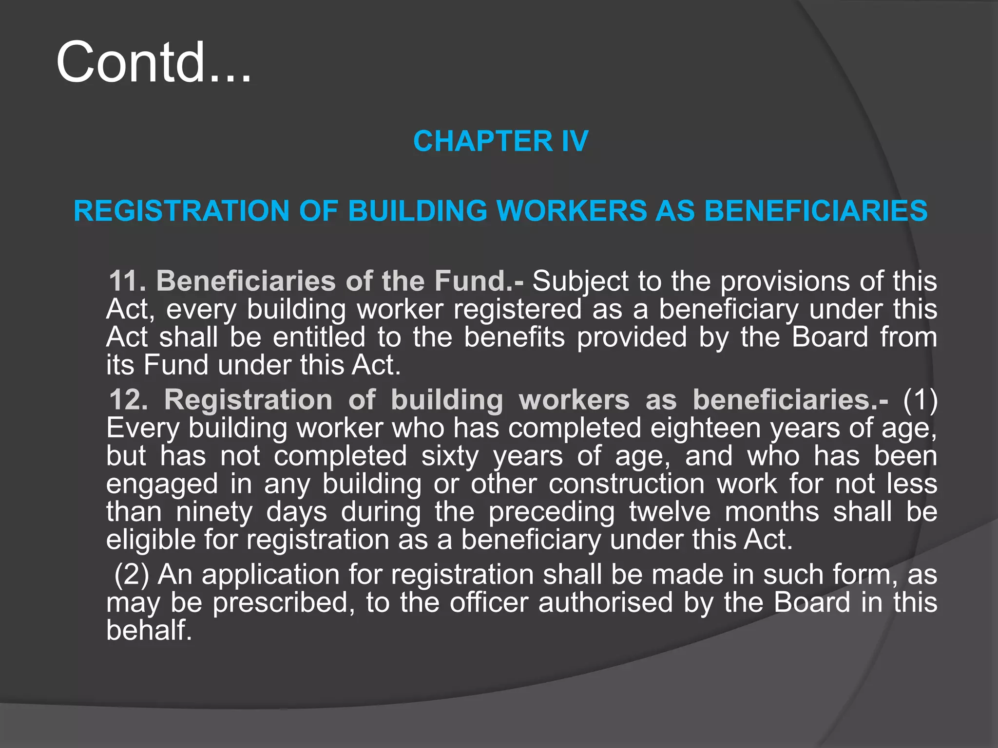 REGISTRATION OF ESTABLISHMENTS AND BENEFICIARIES UNDER THE BUILDING AND ...
