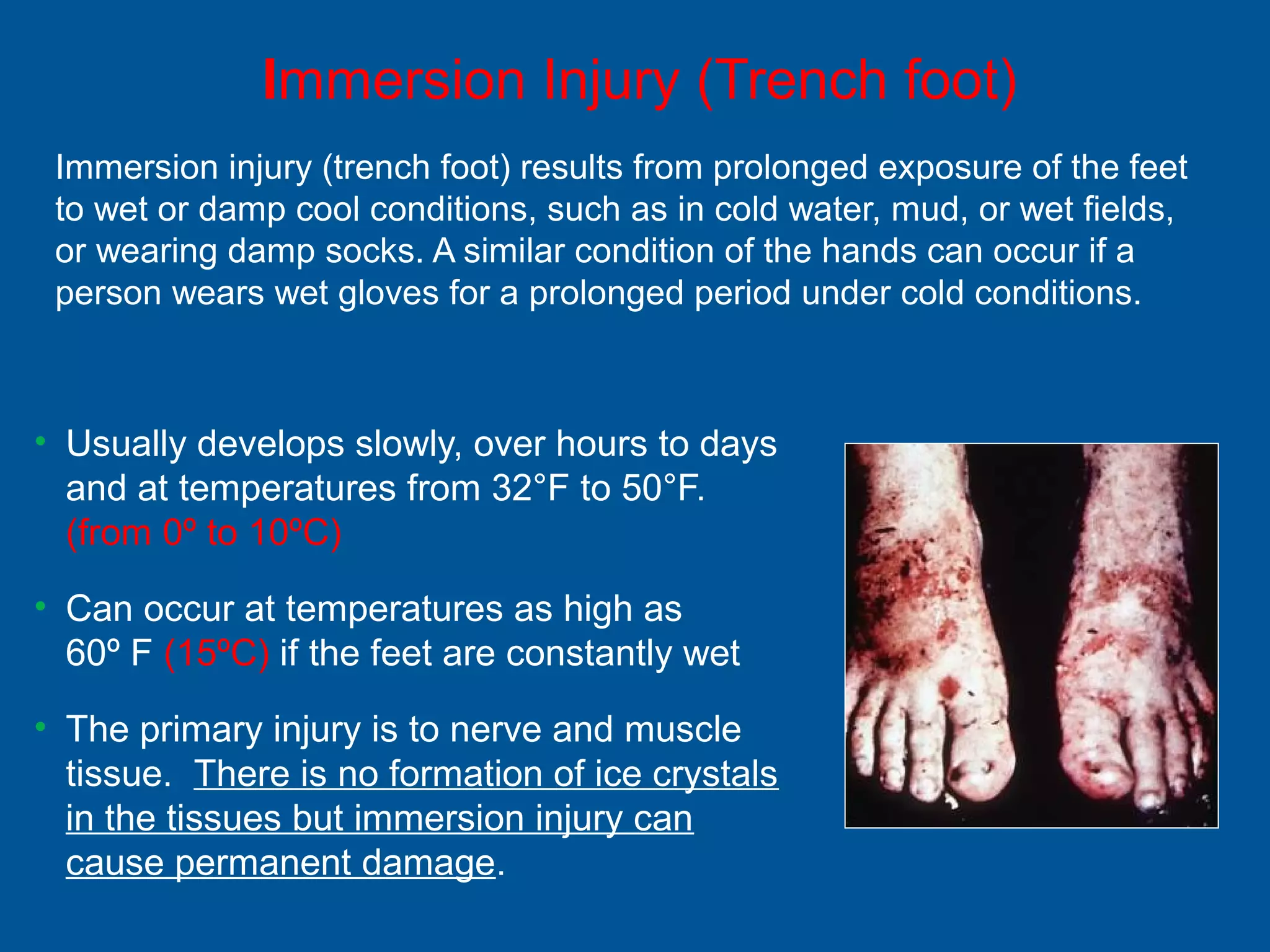 Cold Related Injuries. Hypothermia, Frostbite & Trench foot | PPT