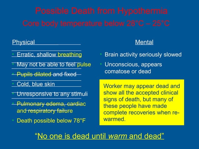 Cold Related Injuries. Hypothermia, Frostbite & Trench foot | PPT ...