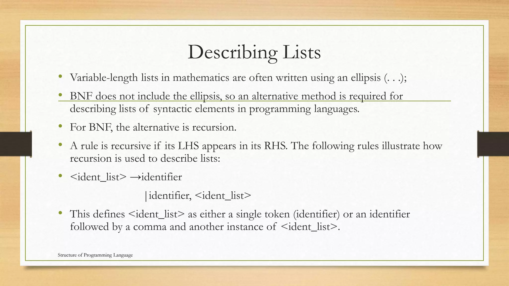 6. describing syntax and semantics | PPTX
