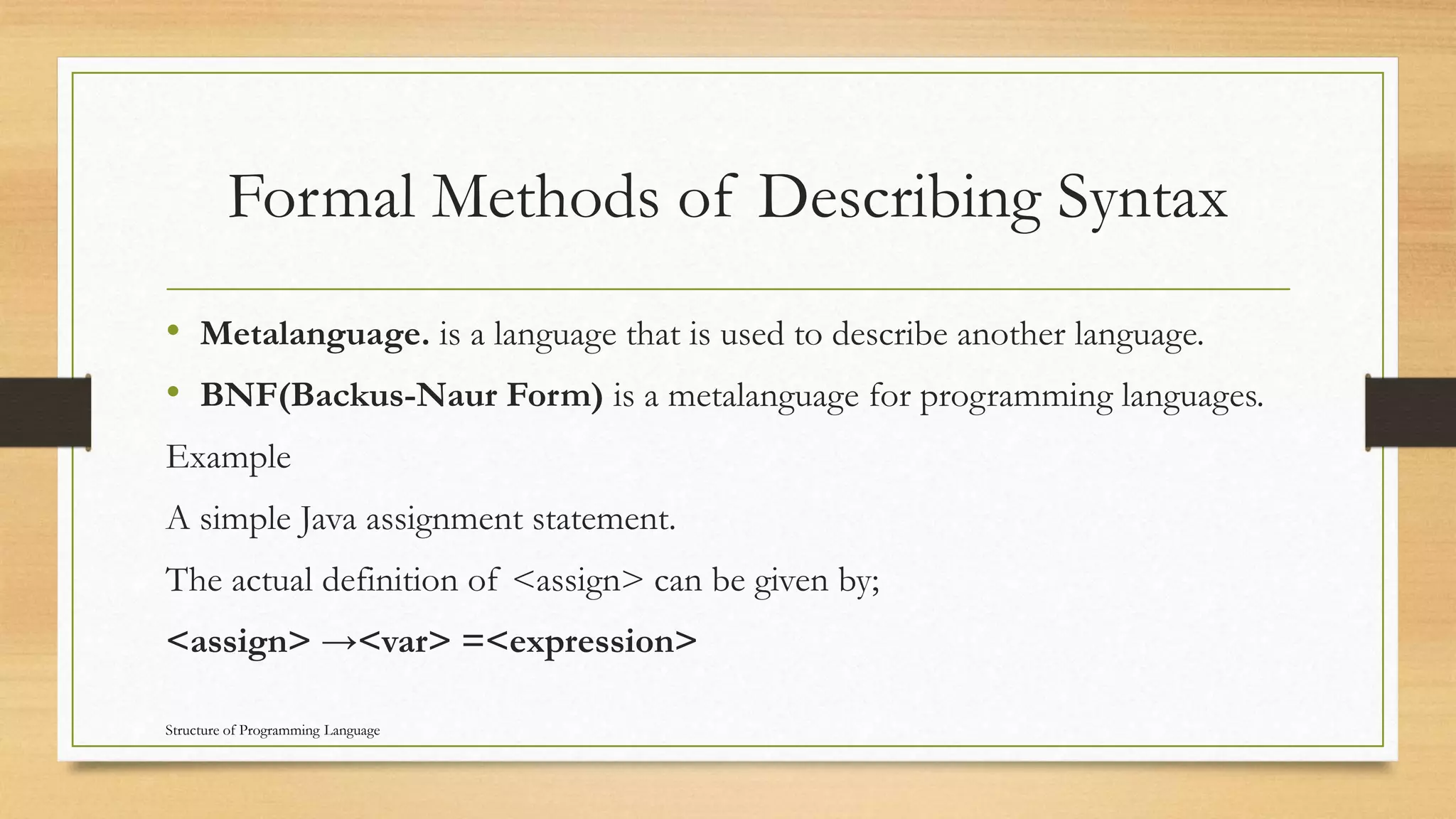6. describing syntax and semantics | PPT