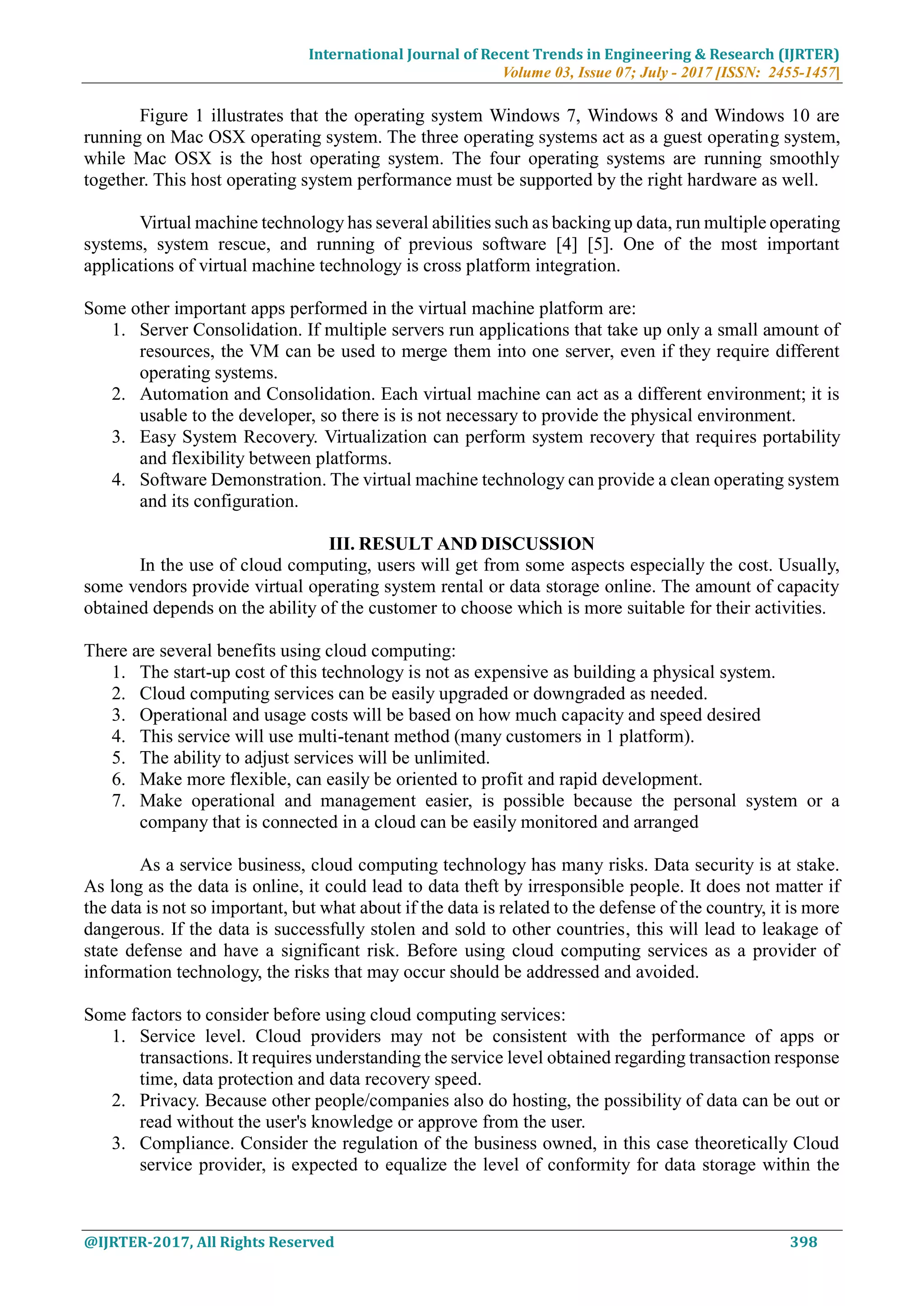 The Utilization of Cloud Computing as Virtual Machine | PDF