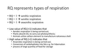 6.4.2 respiratory quotient UEC Biology Senior 1 | PPTX