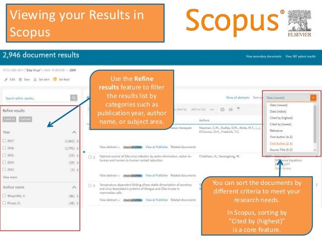 Scopus database searching, topic or author search Aug2017