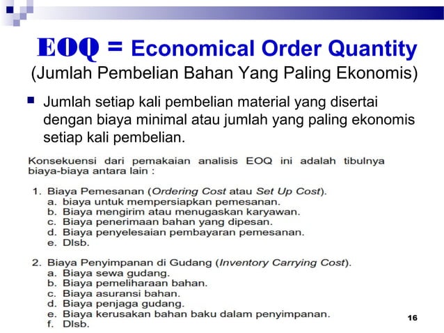 Inventory EOQ; FIFO LIPO_Materi Warehousing Training | PPT