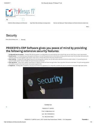 Erp Security Issues | Pridesys IT Ltd | PDF