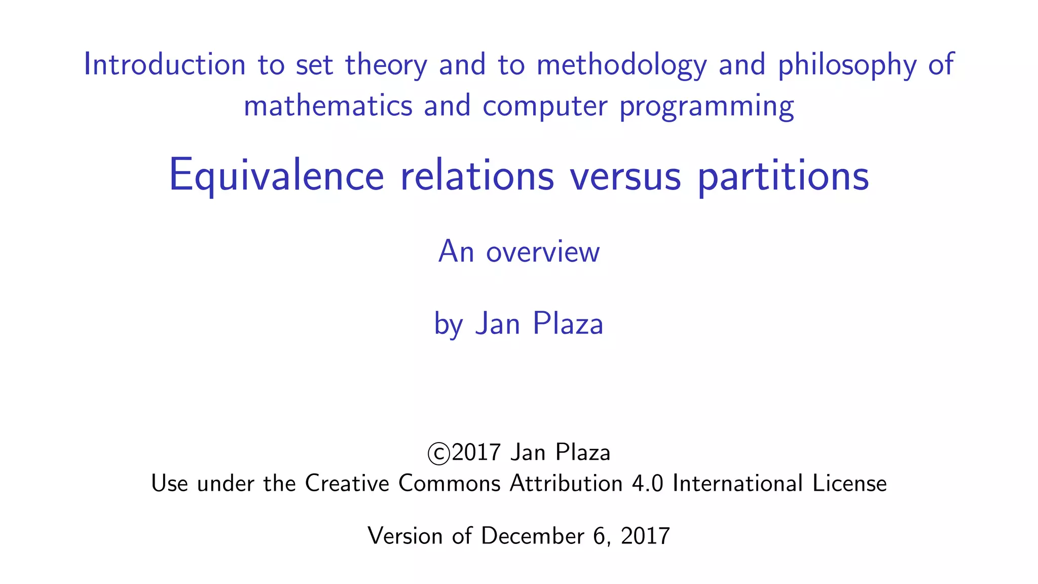 6.3 Equivalences versus partitions | PDF
