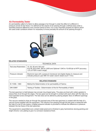 Testing/Manufacture/Air Permeability Tester | PDF