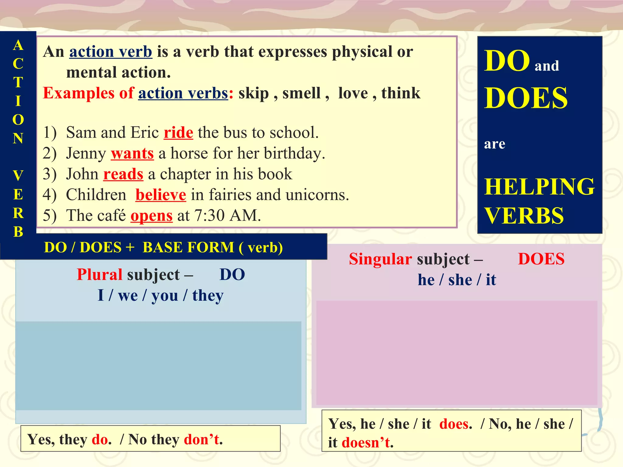 Action Verbs ( Present) | PPT