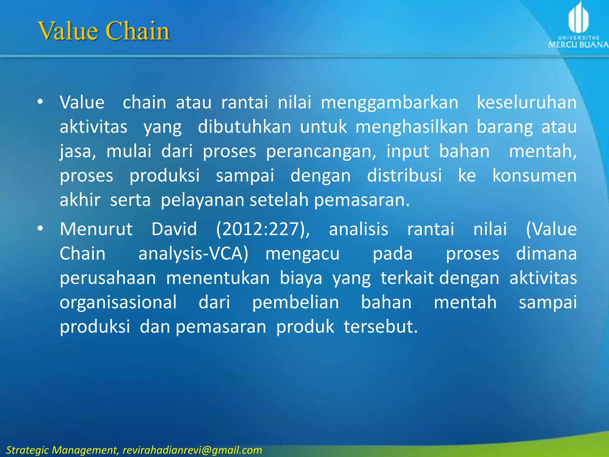 Resume Implementasi internal environment analysis from value chain ...
