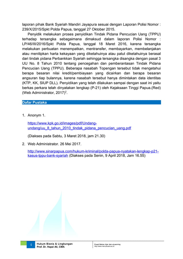 6. hbl, indah kayani, hapzi ali, tindak pidana pencucian uang, 2018 | DOC