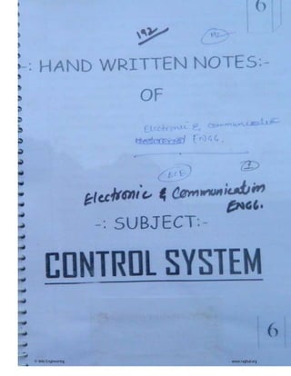 control system made easy hand written notes Gate ECE | PDF