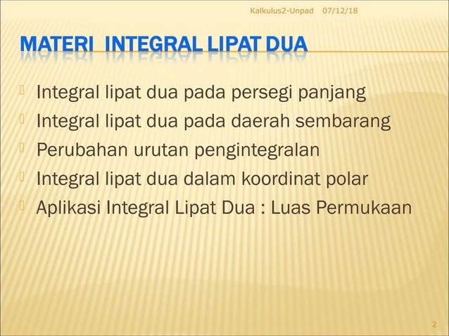 Integral Lipat Dua ( Kalkulus 2 ) | PPS