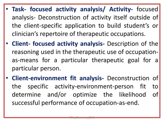 Activity Analysis In Occupational Therapy