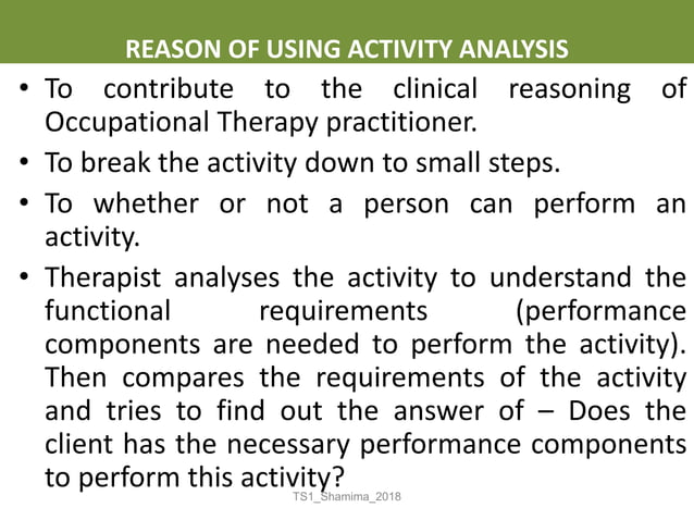 activity analysis in occupational therapy | PPT
