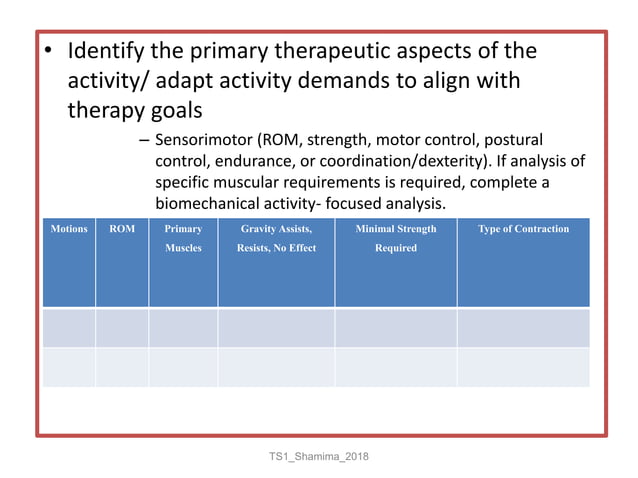 activity analysis in occupational therapy | PPTX