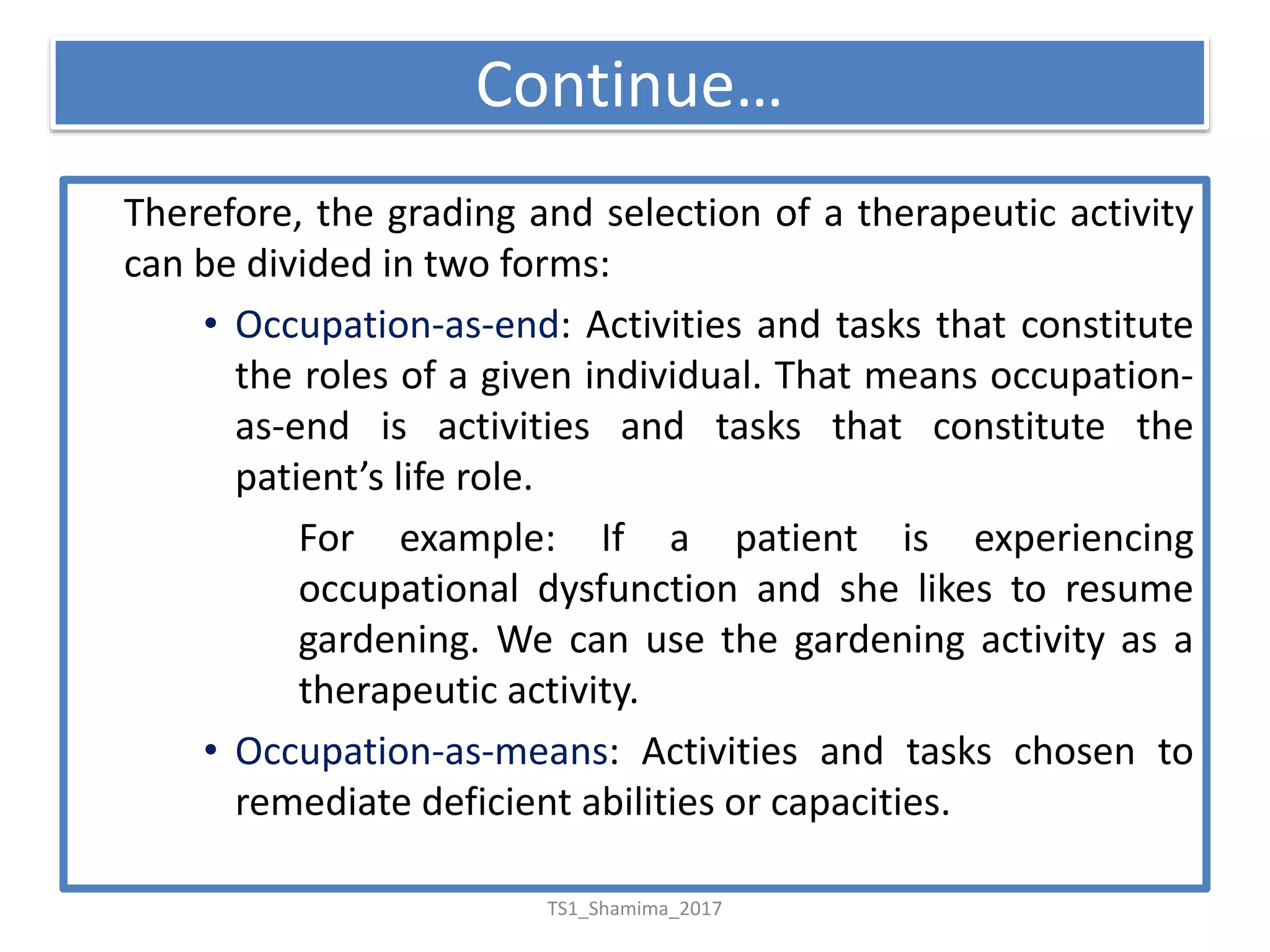 grading activity in occupational therapy | PPTX