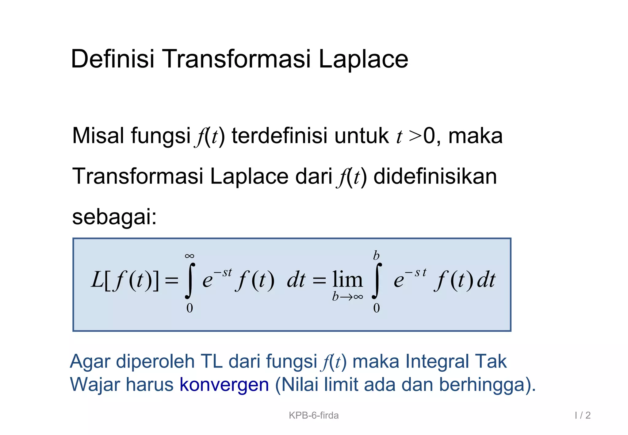 Transformasi Laplace | PPT