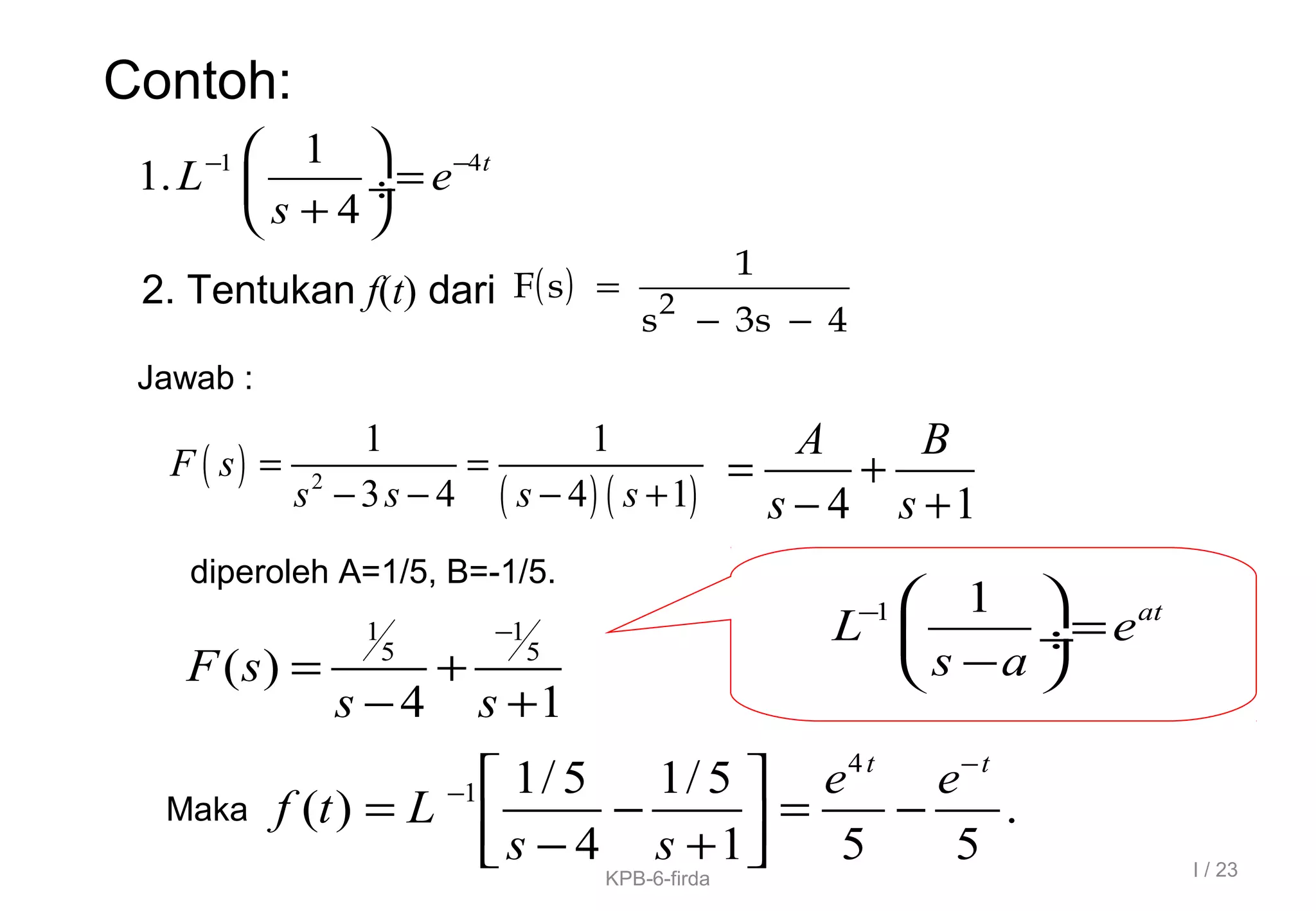 Transformasi Laplace | PPT