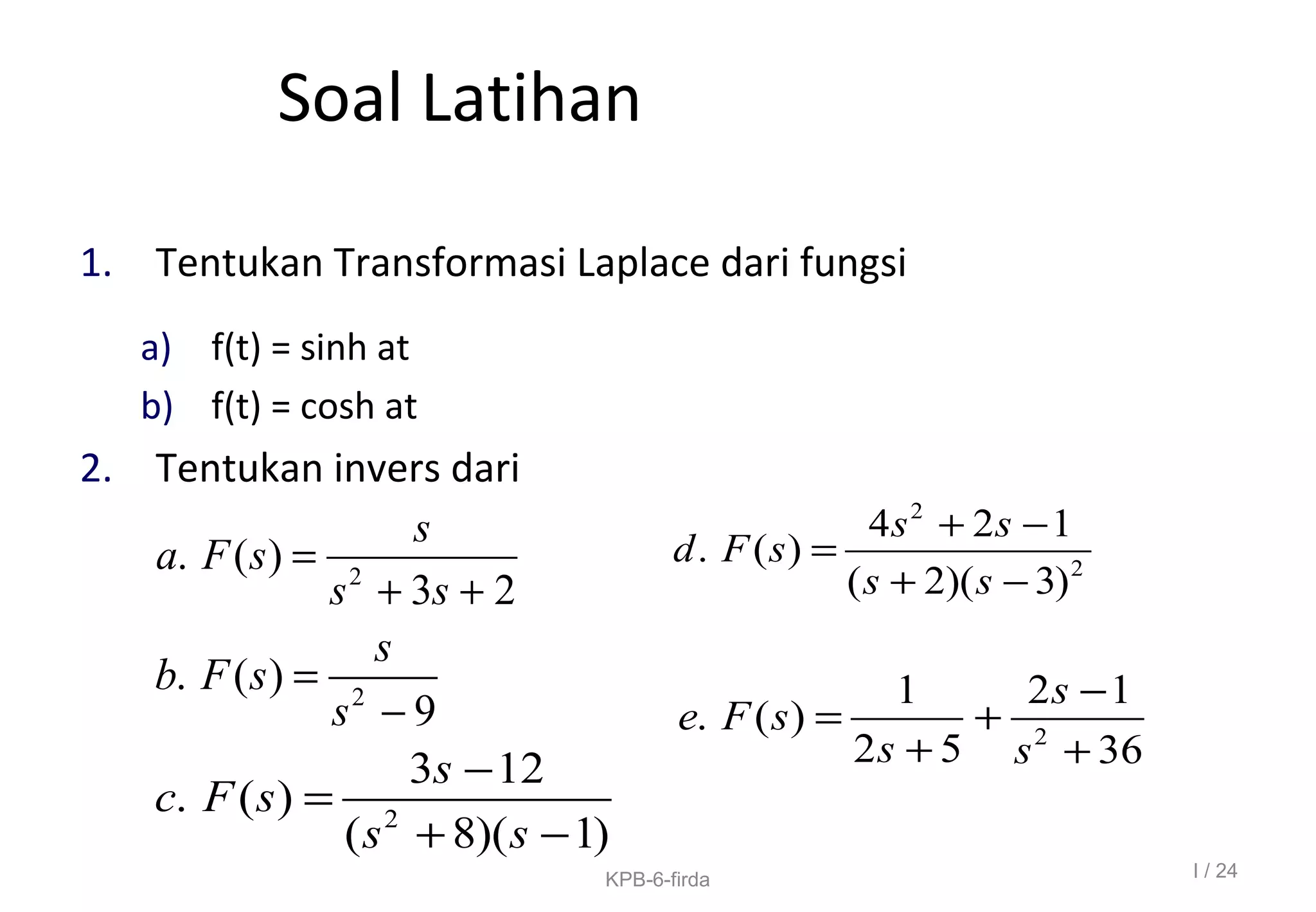Transformasi Laplace | PPT