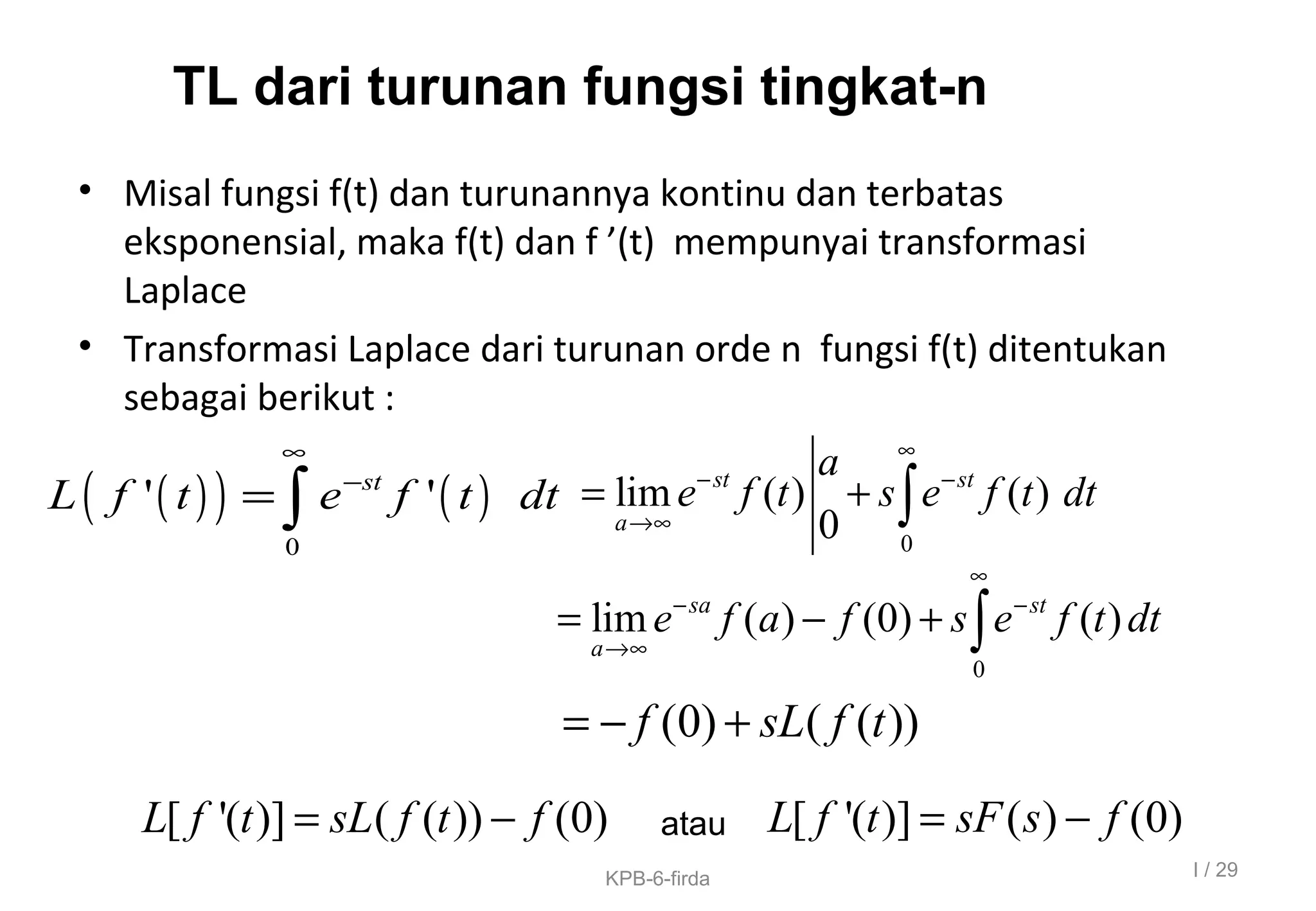 Transformasi Laplace | PPT