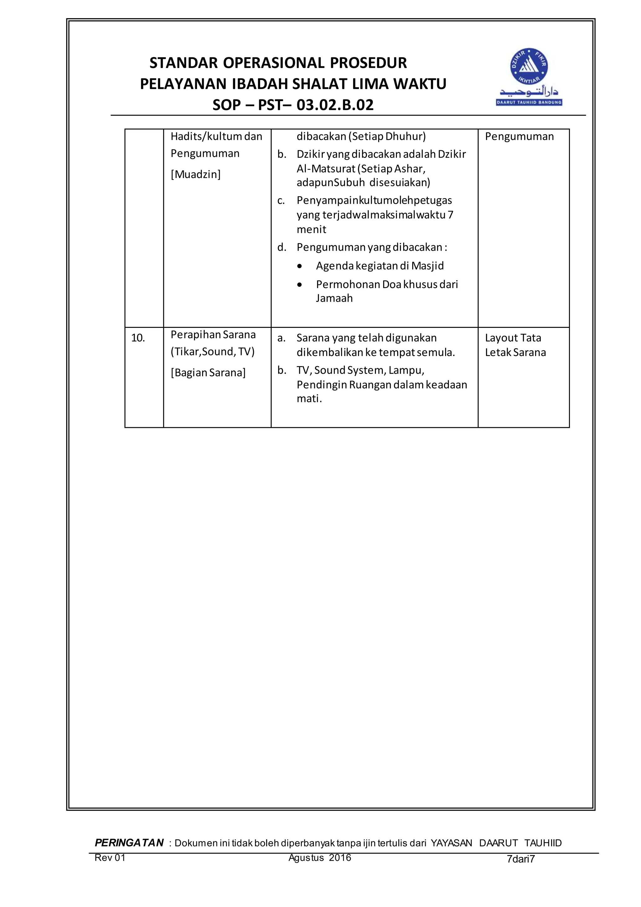 6. b.2. sop pelayanan shalat lima waktu r0 | DOCX
