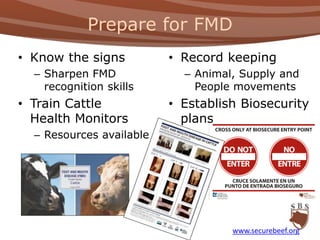 U.S. Secure Beef Supply Plan: Preparing for FMD (M. Sanderson) | PPT
