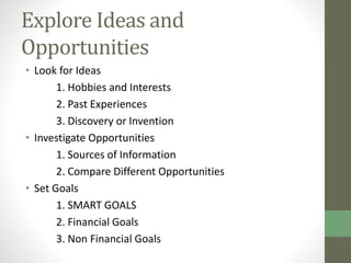 Explore Ideas and Opportunities | PPTX