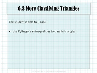 6.3 Classifying Triangles Using the Pythagorean Theorem | PDF