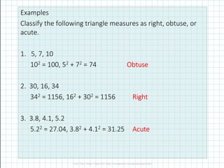 6.3 Classifying Triangles Using the Pythagorean Theorem | PDF