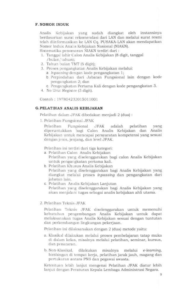 perka lan 27 tahun 2015 tentang pedoman pelaksanaan jabatan fungsional analis kebijakan dan ...