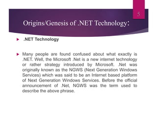 6.origins genesis of .net technology | PPTX