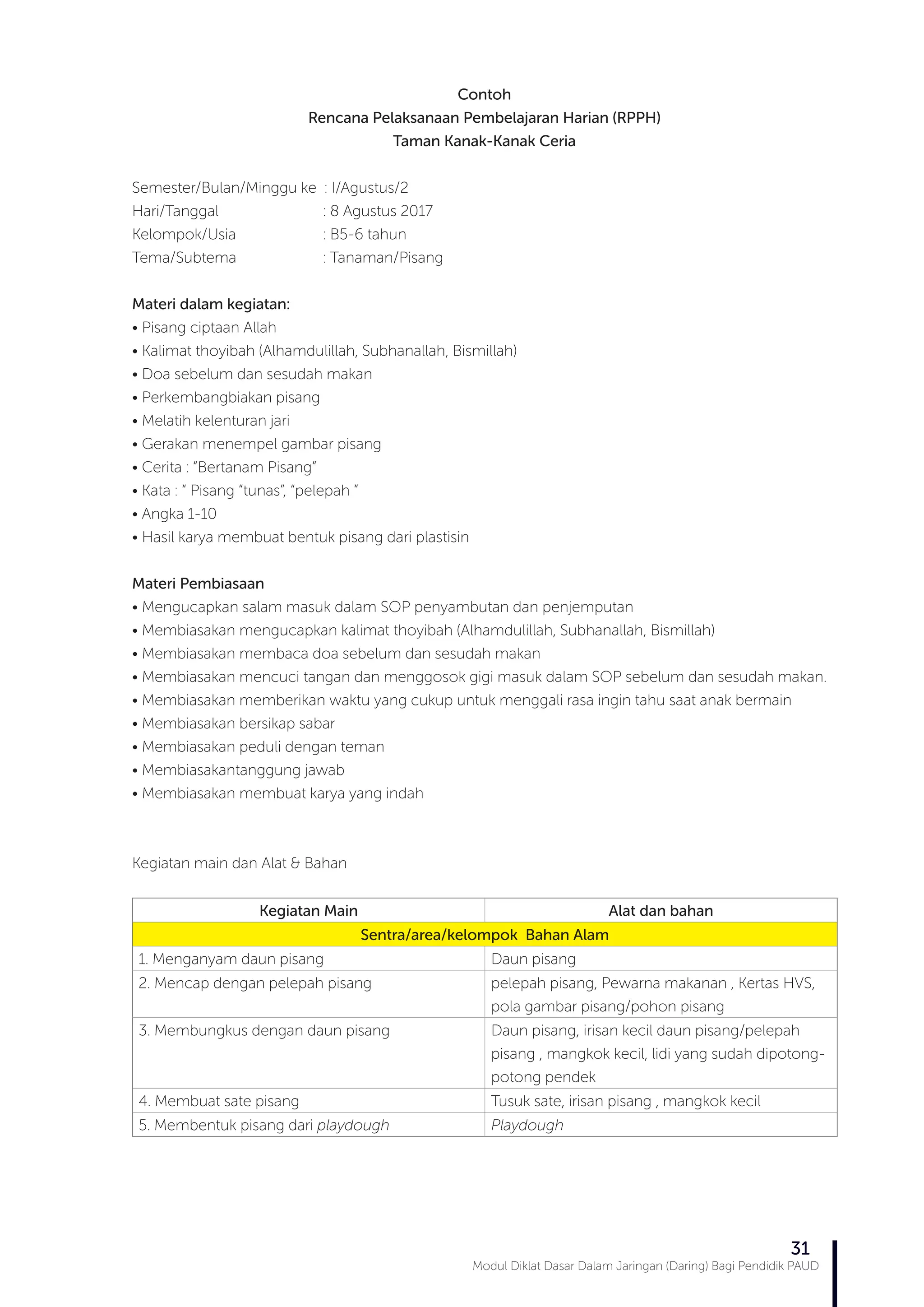 PERENCANAAN PEMBELAJARAN PAUD | PDF