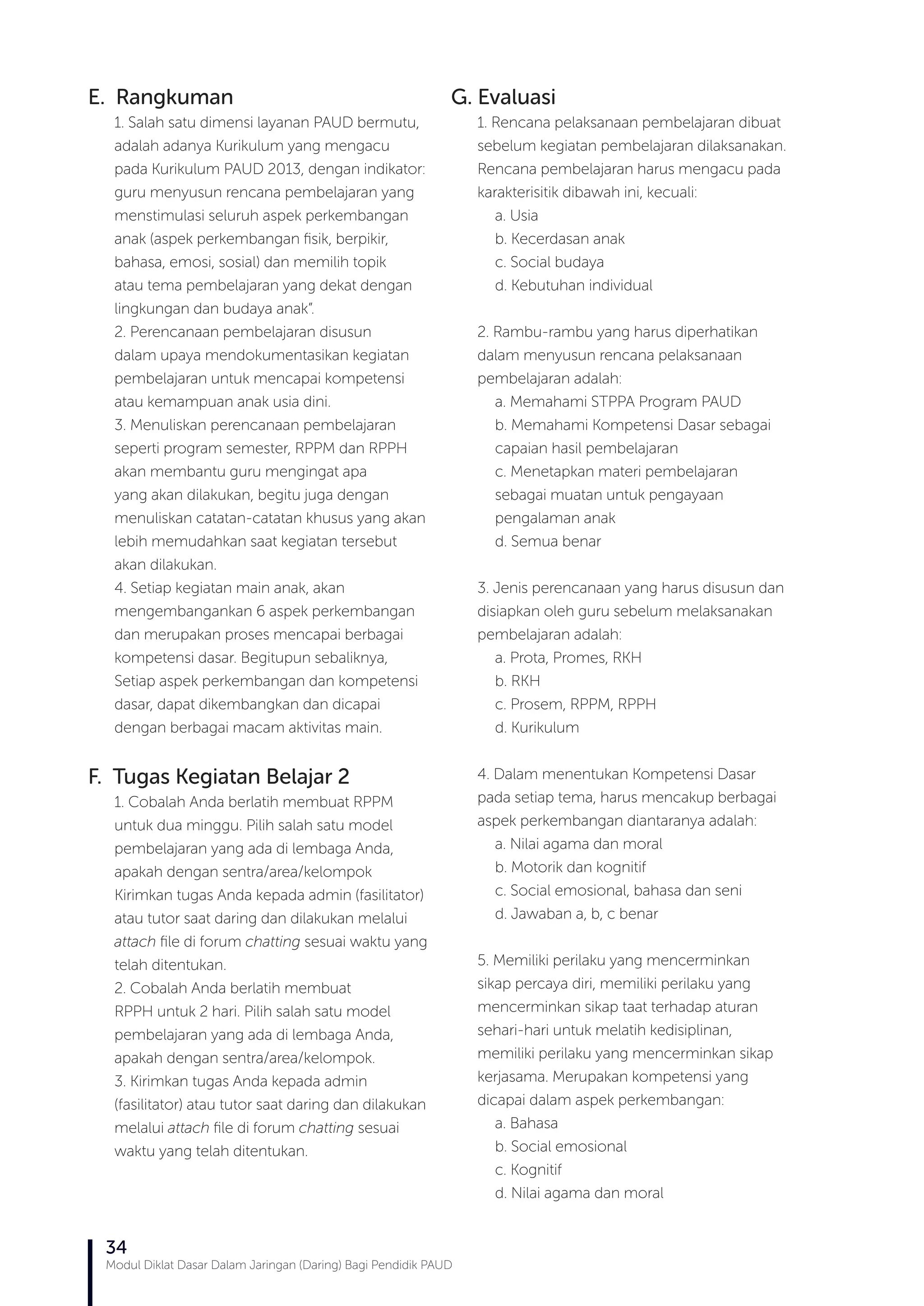 PERENCANAAN PEMBELAJARAN PAUD | PDF