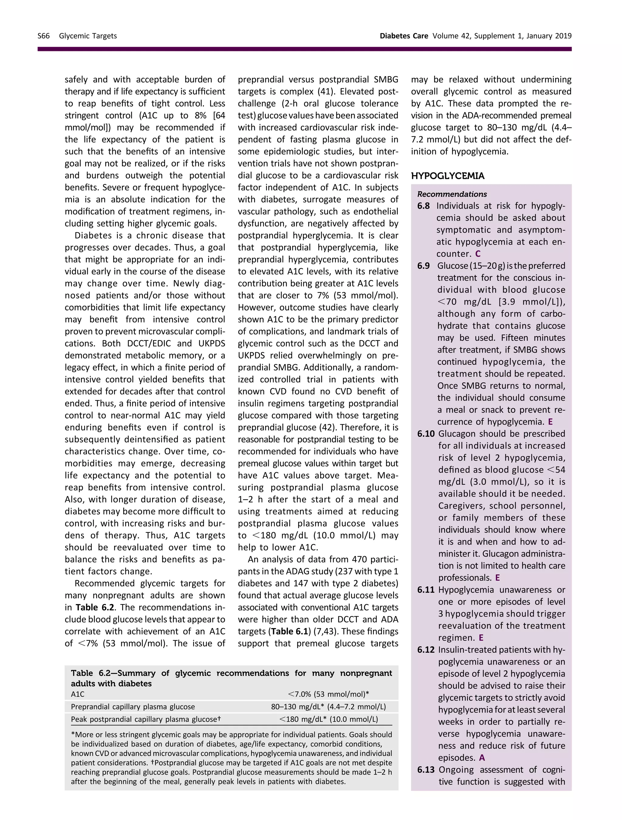 ada glucemic targets. | PDF