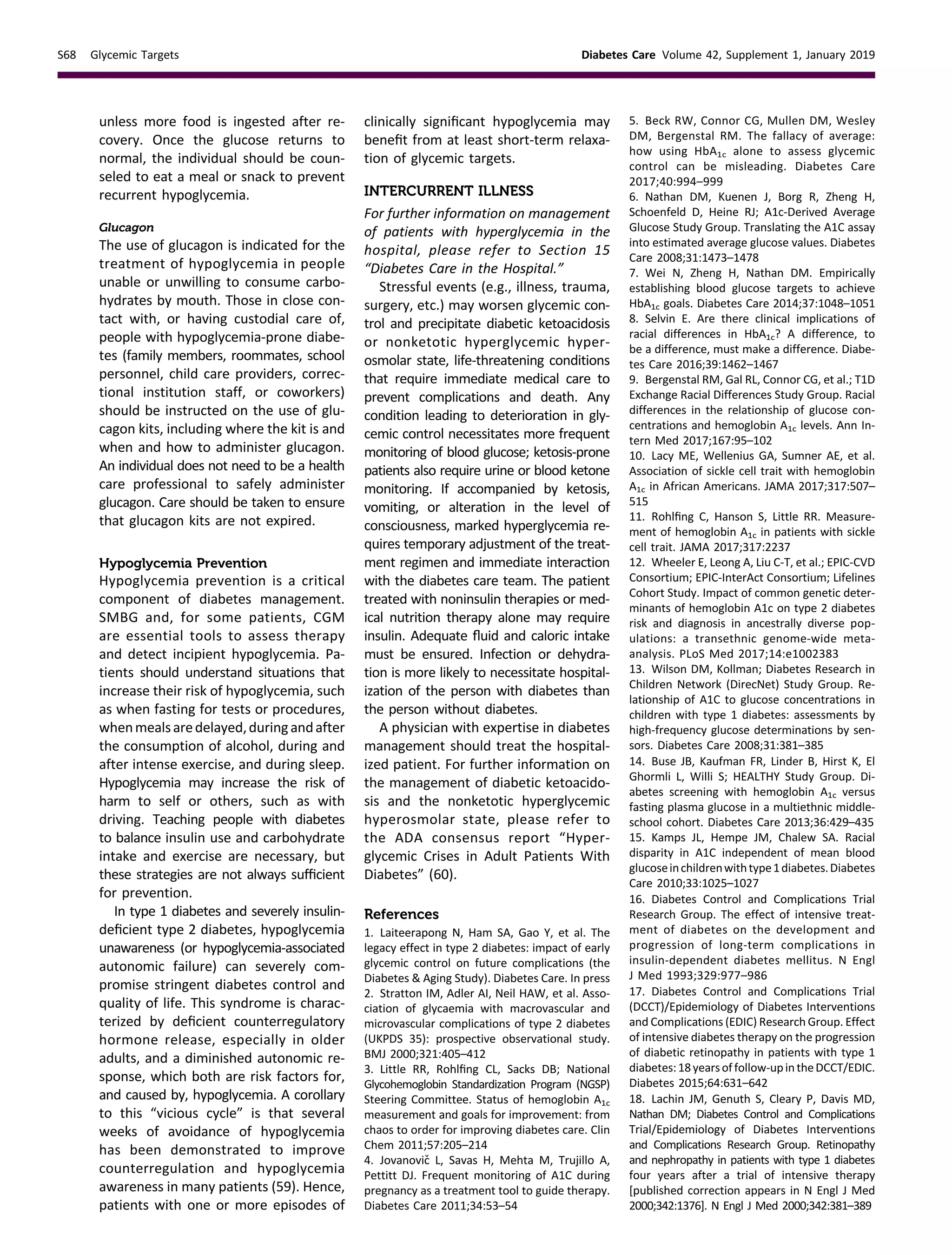 ada glucemic targets. | PDF
