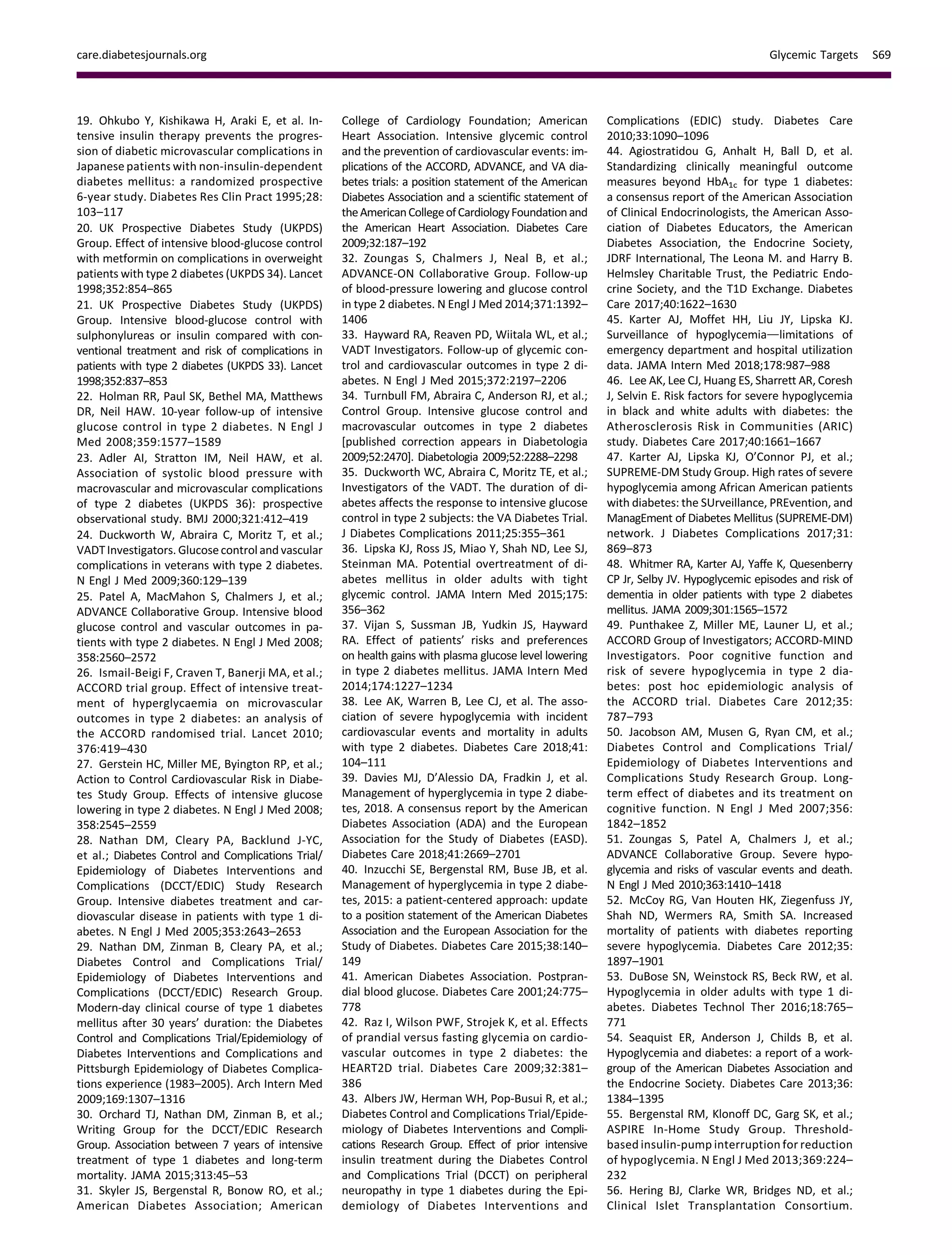 ada glucemic targets. | PDF