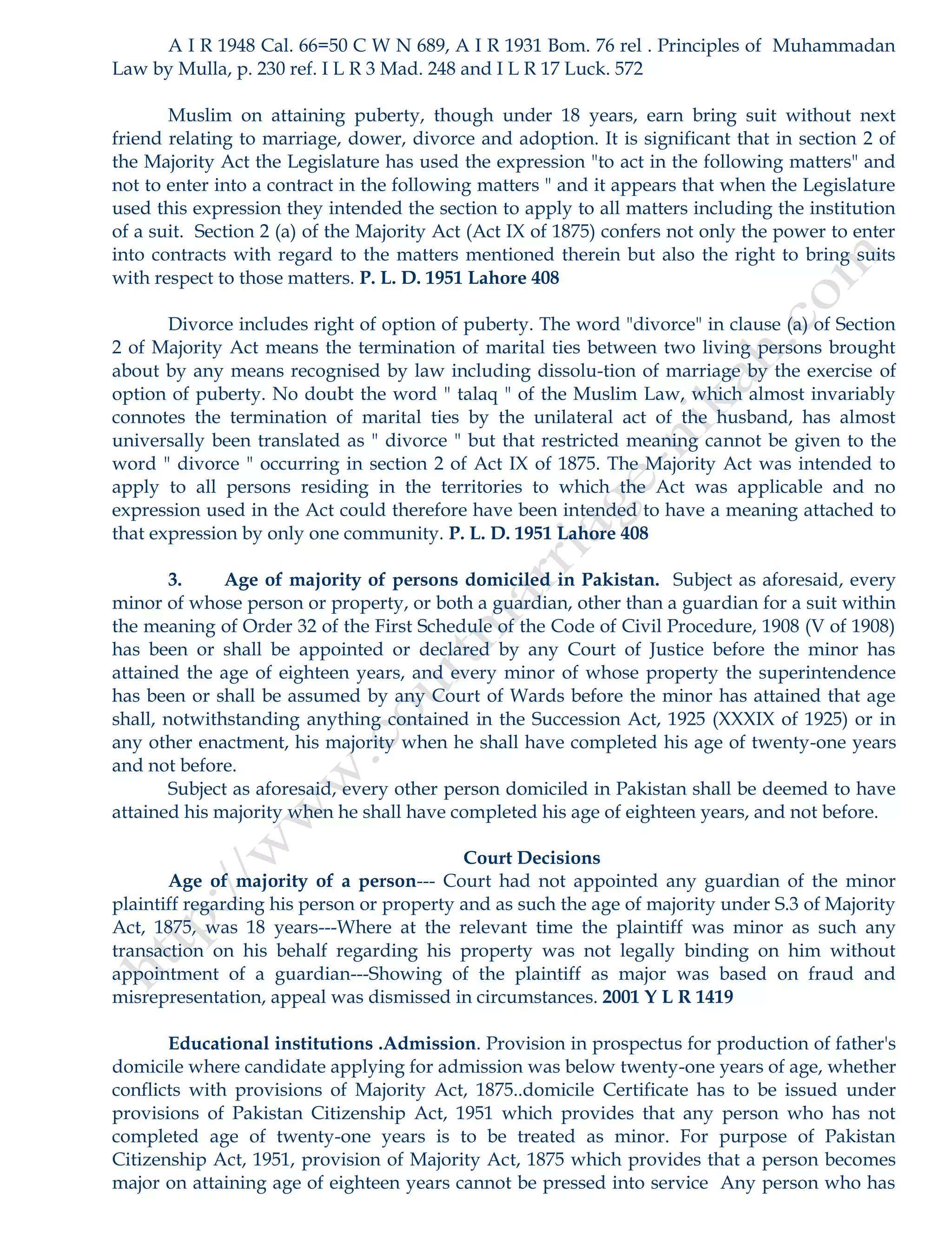 6. majority act, 1875 | PDF