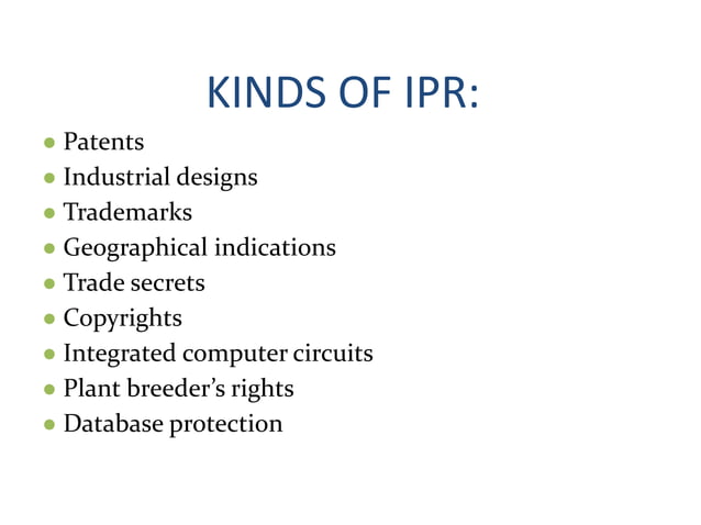 Intellectual Property Rights with Special Reference to Health | PPT